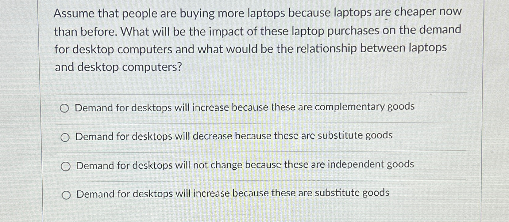 Solved Assume that people are buying more laptops because | Chegg.com