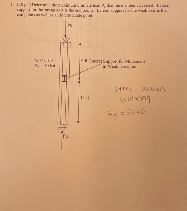 Solved 1. (50 pts) Determine the maximum ultimate load Pu | Chegg.com