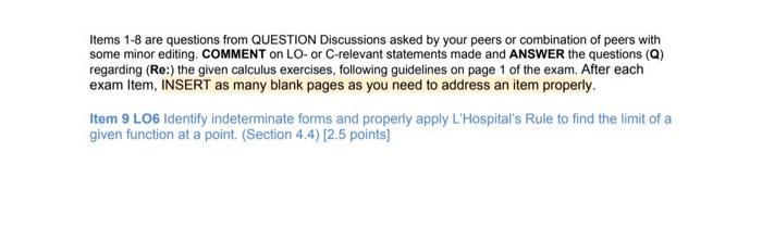 Items 1-8 are questions from QUESTION Discussions | Chegg.com