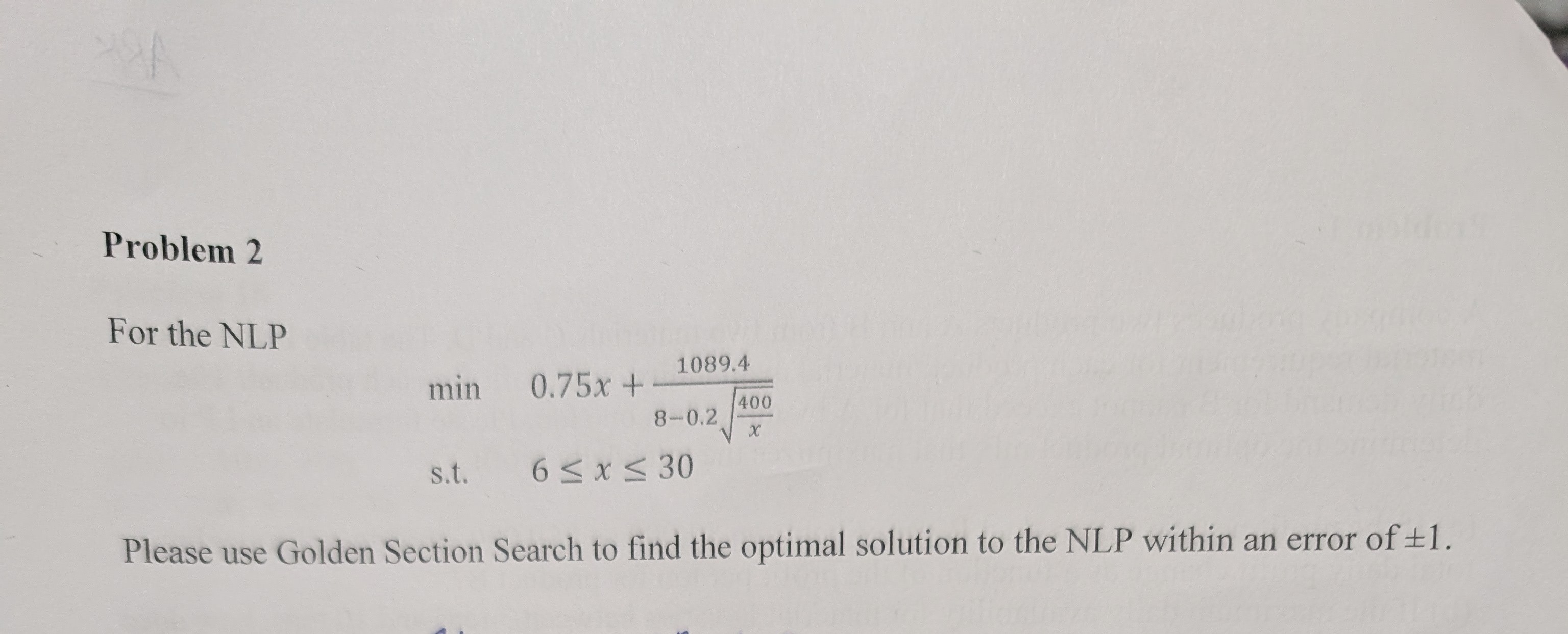 Problem 2For the | Chegg.com
