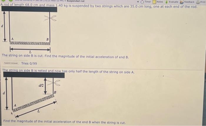 Solved The string on side B is cut. Find the magnitude of | Chegg.com