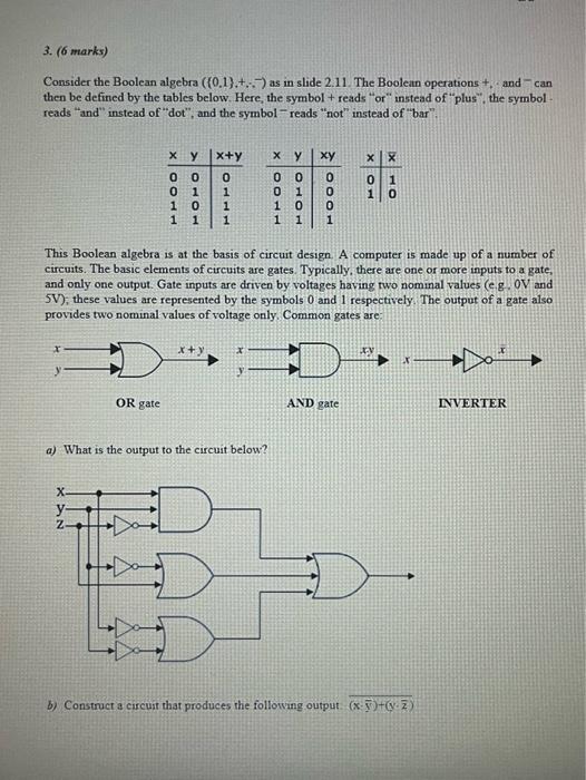 Solved Consider The Boolean Algebra {0 1} − As In Slide