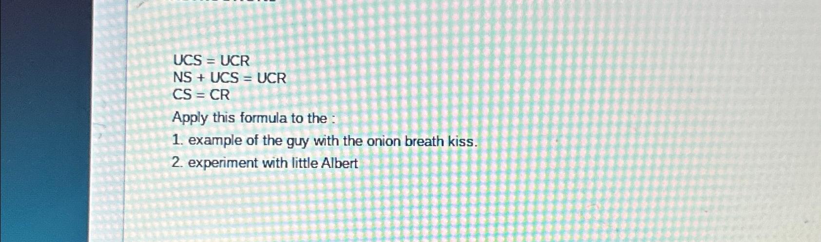 Solved UCS = ﻿UCR ﻿NS + ﻿UCS = ﻿UCR ﻿CS = CR ﻿Apply this | Chegg.com