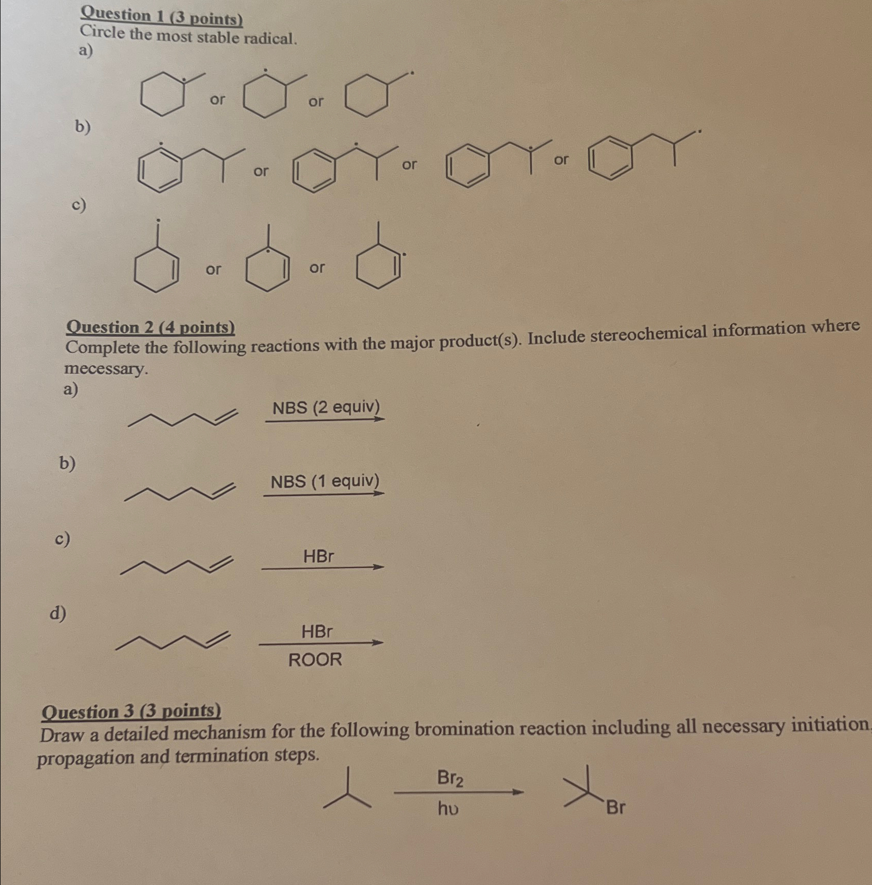Solved Question 1 (3 ﻿points)a)b)c)Question 2 (4 | Chegg.com