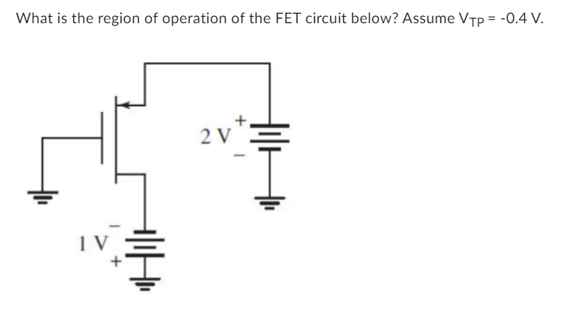 Solved What is the region of operation of the FET circuit | Chegg.com