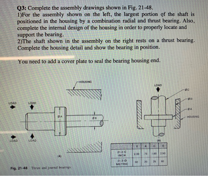 Solved Complete the assembly drawings shown in Fig. 21-48. | Chegg.com