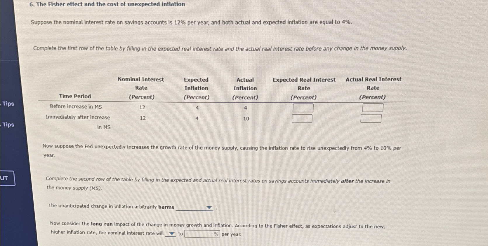 Solved The Fisher effect and the cost of unexpected | Chegg.com