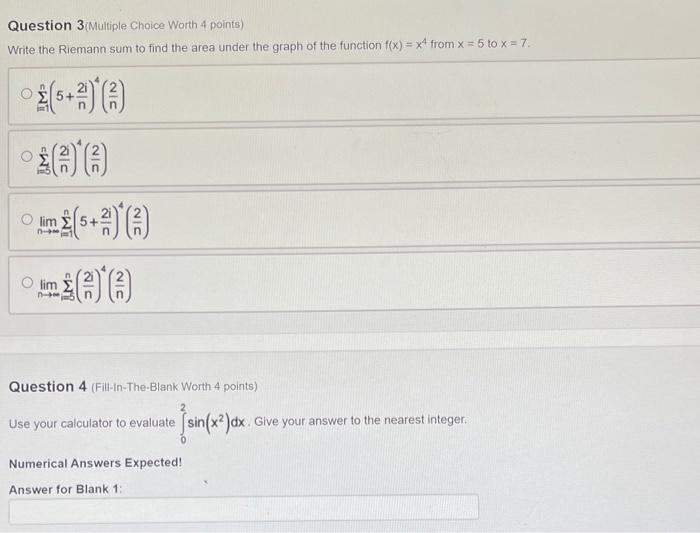 Solved Question 3 (Multiple Cholce Worth 4 points) Write the | Chegg.com