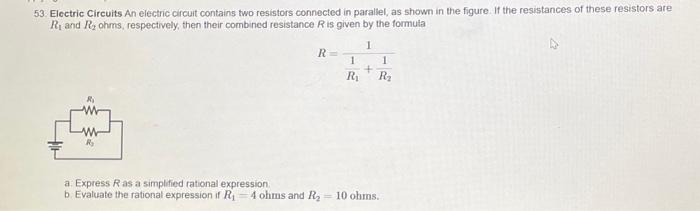 Solved 53. Electric Circuits An electric circuit contains | Chegg.com