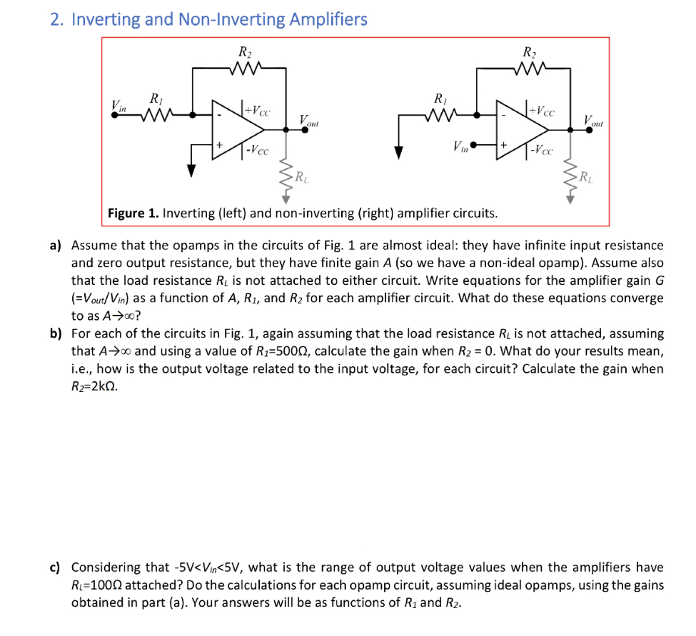 Solved Inverting and Non-Inverting Amplifiersa) ﻿Assume that | Chegg.com