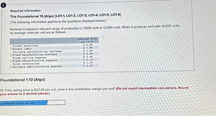 Solved The Foundational 15 (Algo) [LO1-1, LO1-2, LO1-3, | Chegg.com