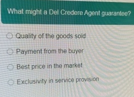 High Quality SOLUTION What might a Del Credere Agent guarantee?Quality ...