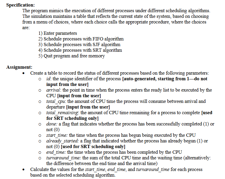 Solved Specification: The program mimics the execution of | Chegg.com