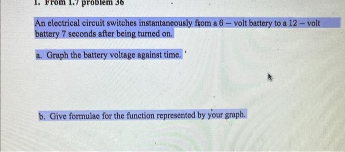 Solved An electrical circuit switches instantaneously from a | Chegg.com