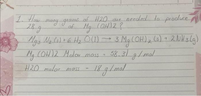 Solved 1. How many grams of 420 are needed to produce, 28 | Chegg.com