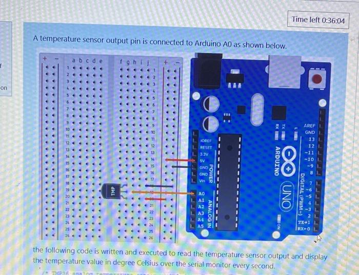 Solved Time left 0:36:04 A temperature sensor output pin is | Chegg.com