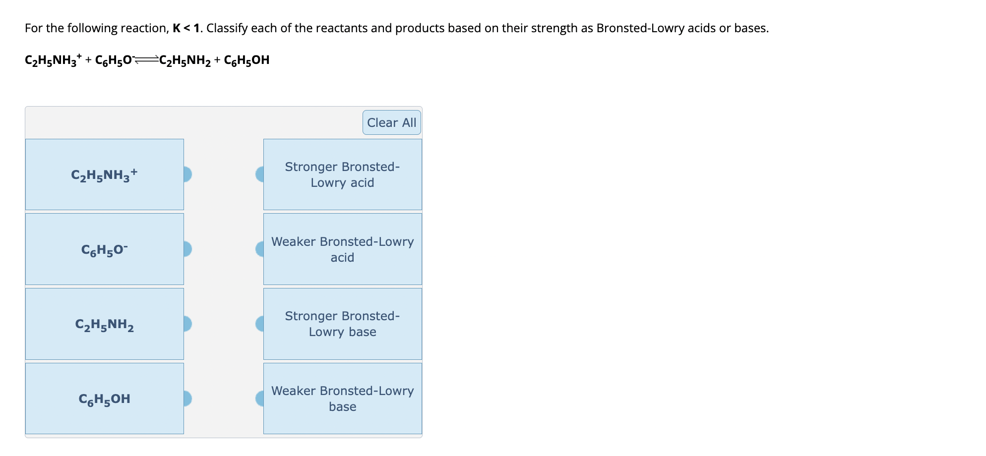 Solved For the following reaction, K