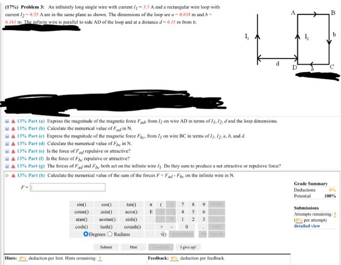 Solved (17\%) Problem 3: An infinitely long single wire with | Chegg.com