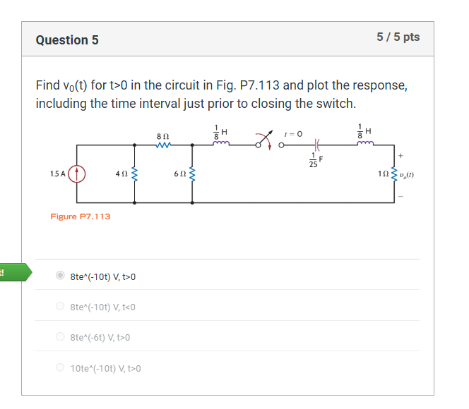 Solved by an EXPERT Please solve using the second order transient method | Chegg.com
