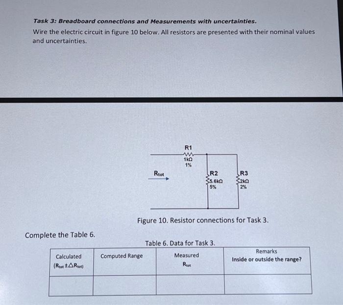 Solved Task 3: Breadboard connections and Measurements with | Chegg.com