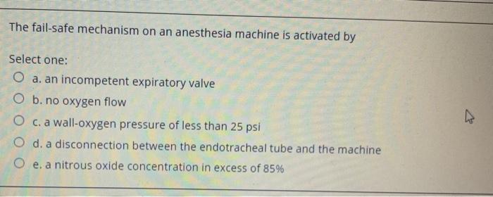 Solved The fail-safe mechanism on an anesthesia machine is | Chegg.com