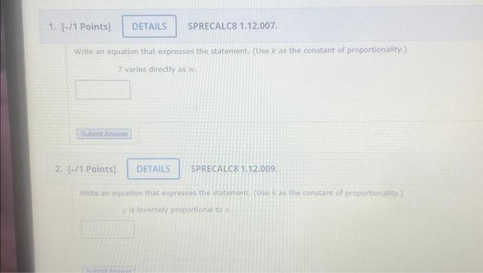 Solved Write An Equation That Expresses The Statement Use
