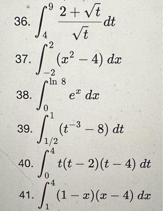 Solved Definite integrals, evaluate the following integrals, | Chegg.com