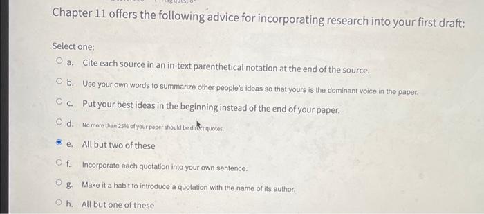 Solved Chapter 11 offers the following advice for | Chegg.com