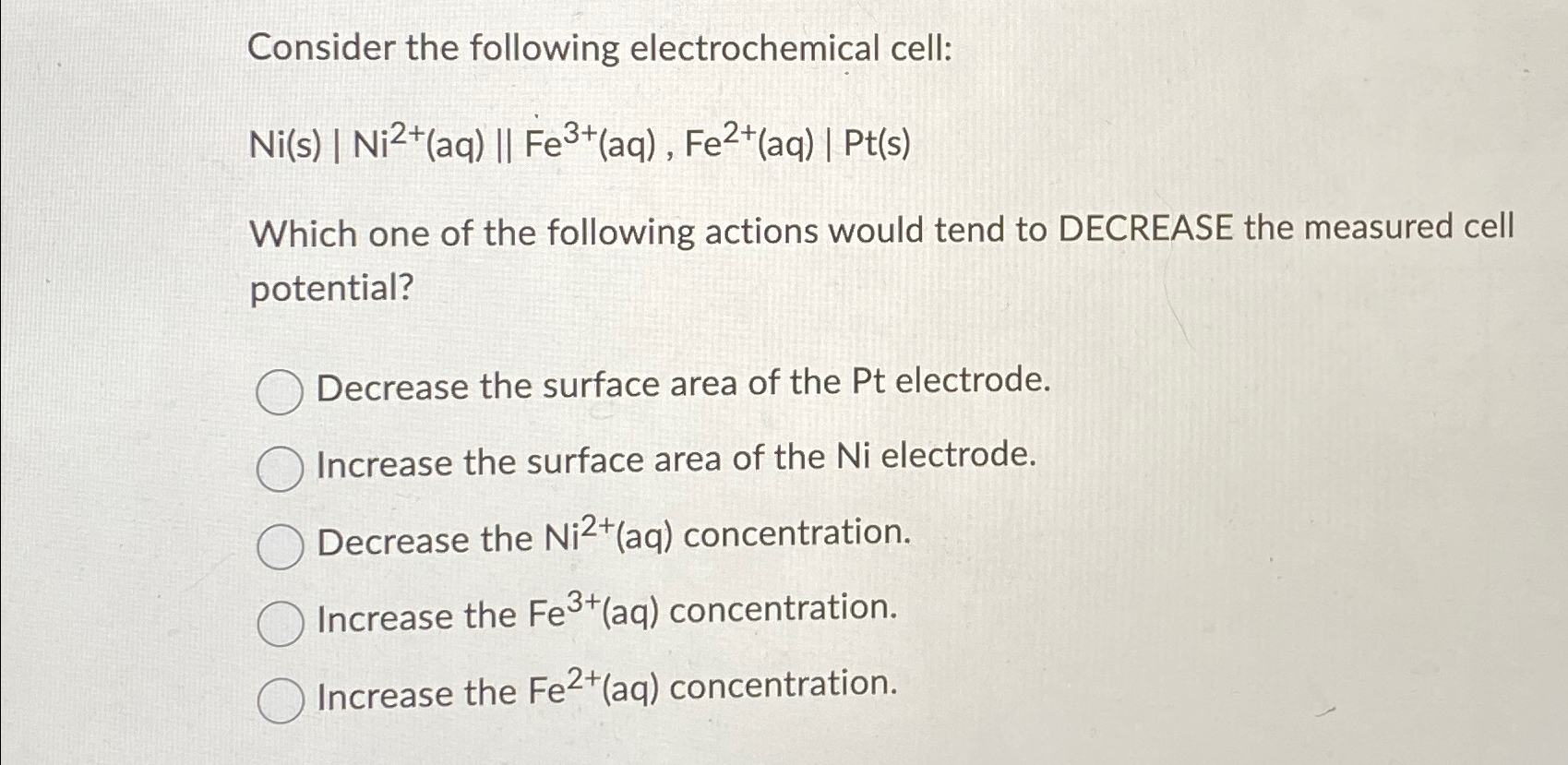 Solved Consider the following electrochemical | Chegg.com