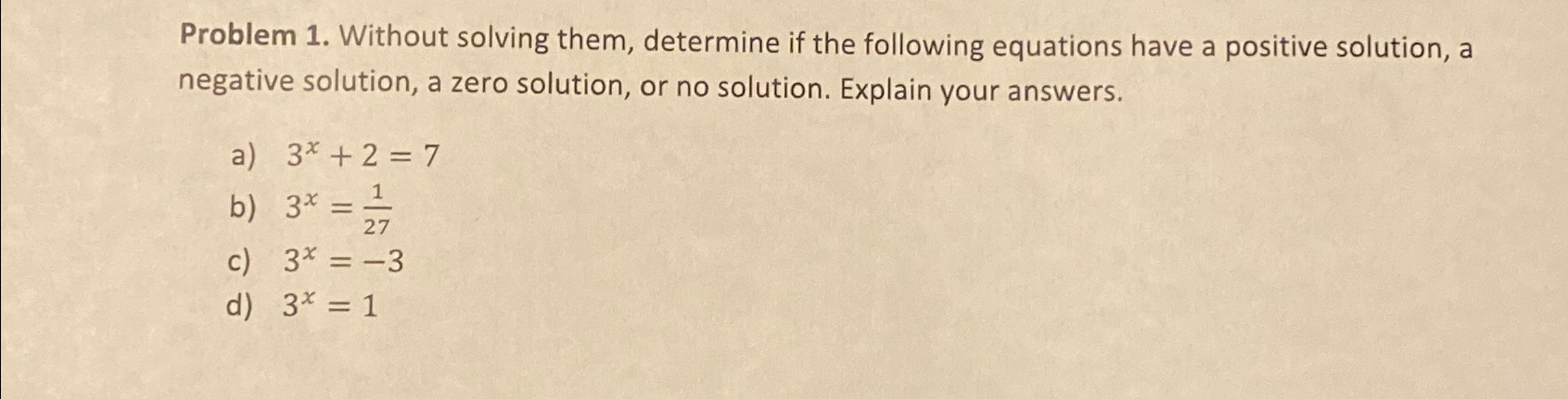 Solved Problem 1. ﻿Without solving them, determine if the | Chegg.com