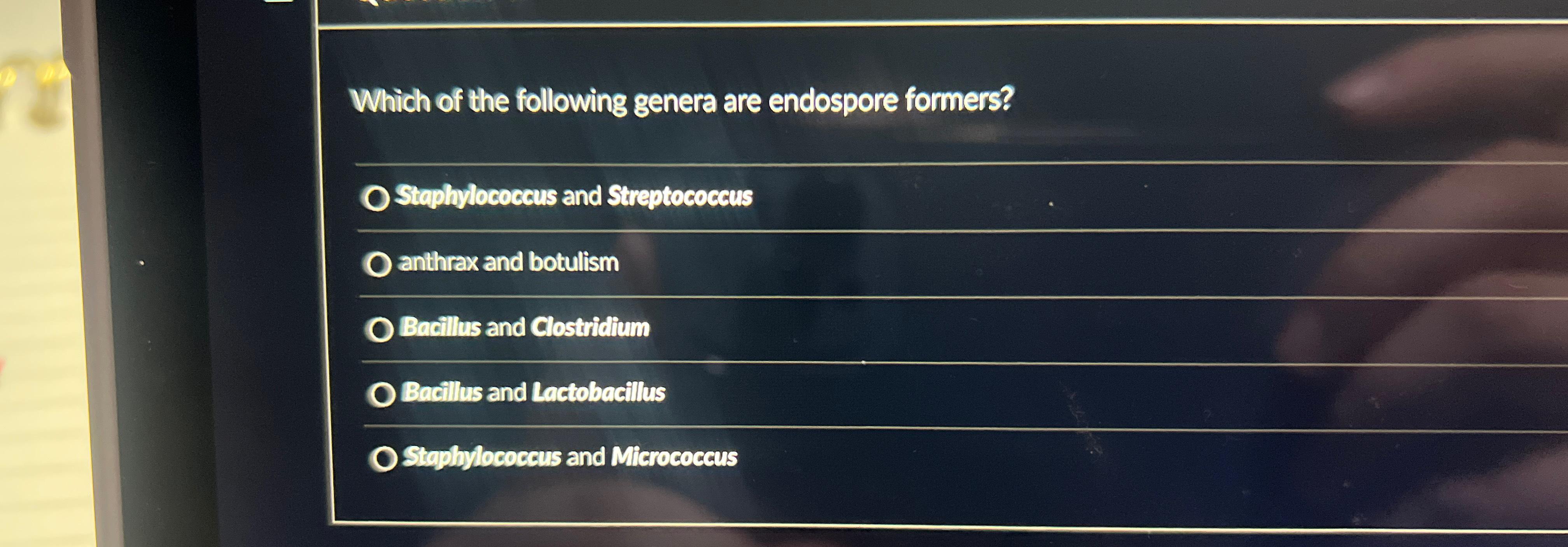 Solved Which of the following genera are endospore | Chegg.com