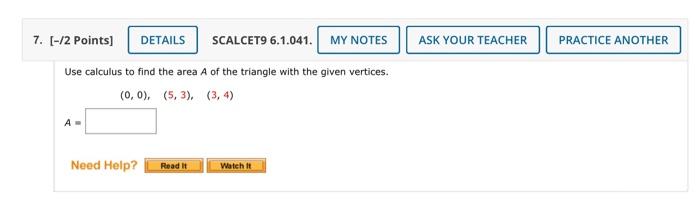 Solved ASK YOUR TEACHER PRACTICE ANOTHER 7. [-/2 Points] | Chegg.com