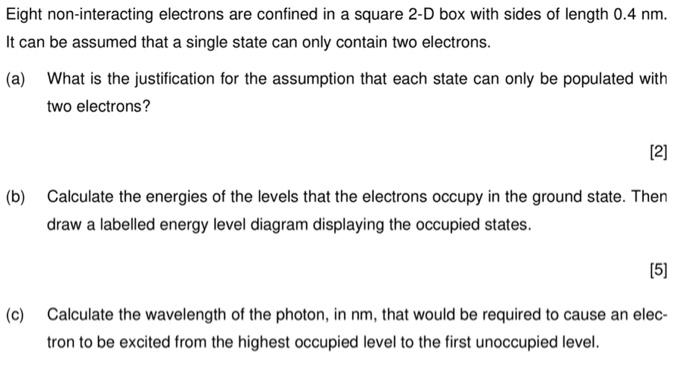Solved Eight non-interacting electrons are confined in a | Chegg.com