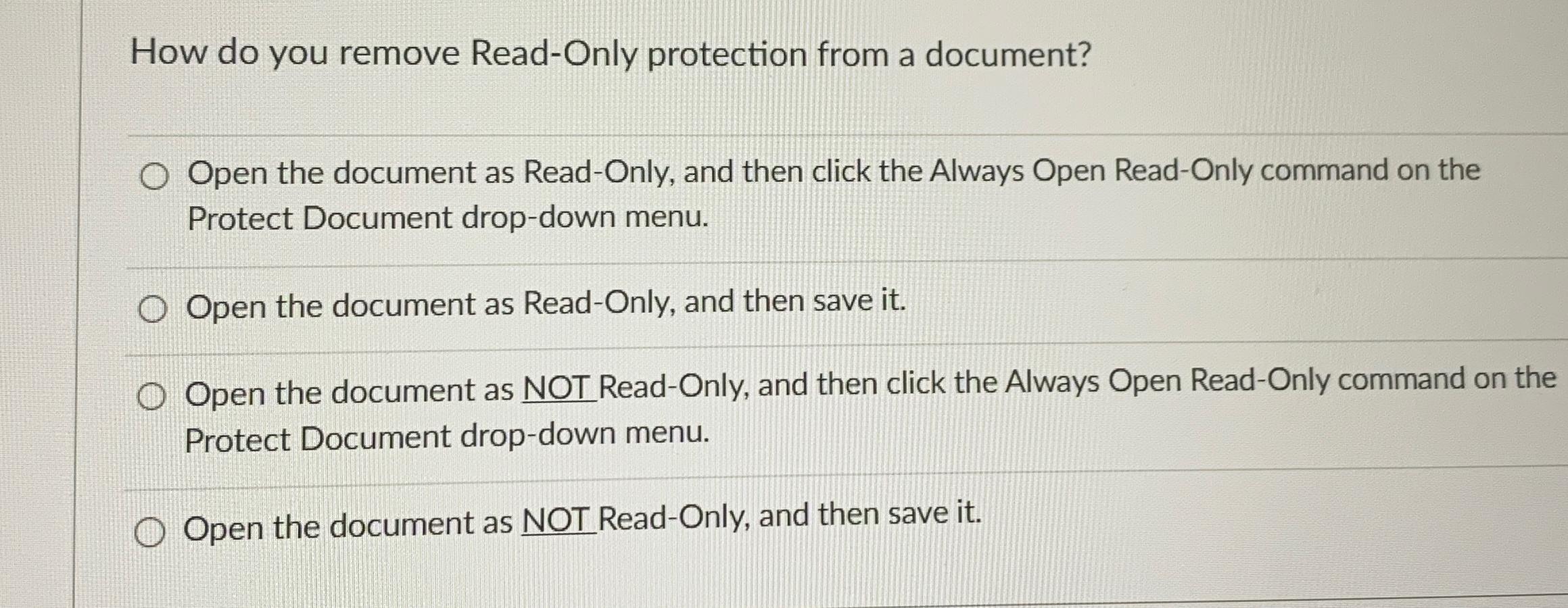 Solved How do you remove Read-Only protection from a | Chegg.com