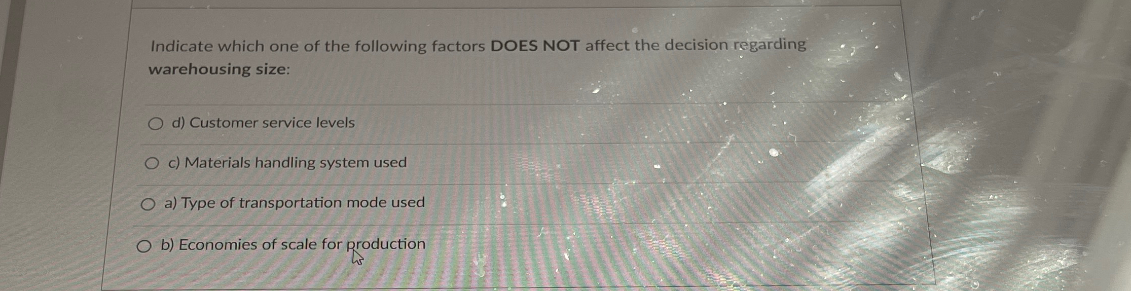 Solved Indicate which one of the following factors DOES NOT | Chegg.com