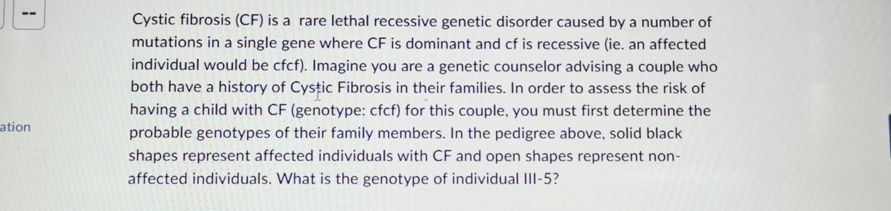 Solved Cystic fibrosis (CF) ﻿is a rare lethal recessive | Chegg.com