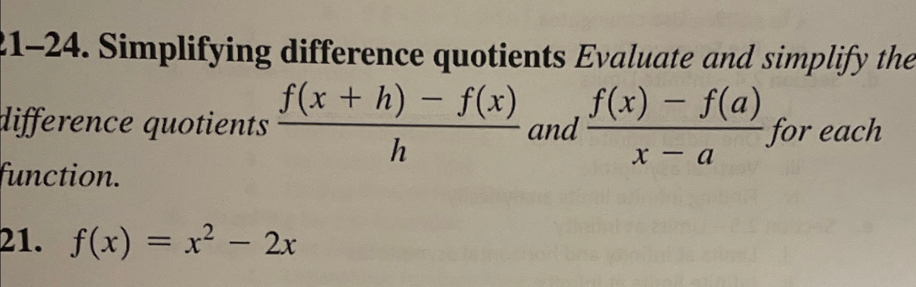 Solved 1 24 ﻿simplifying Difference Quotients Evaluate And