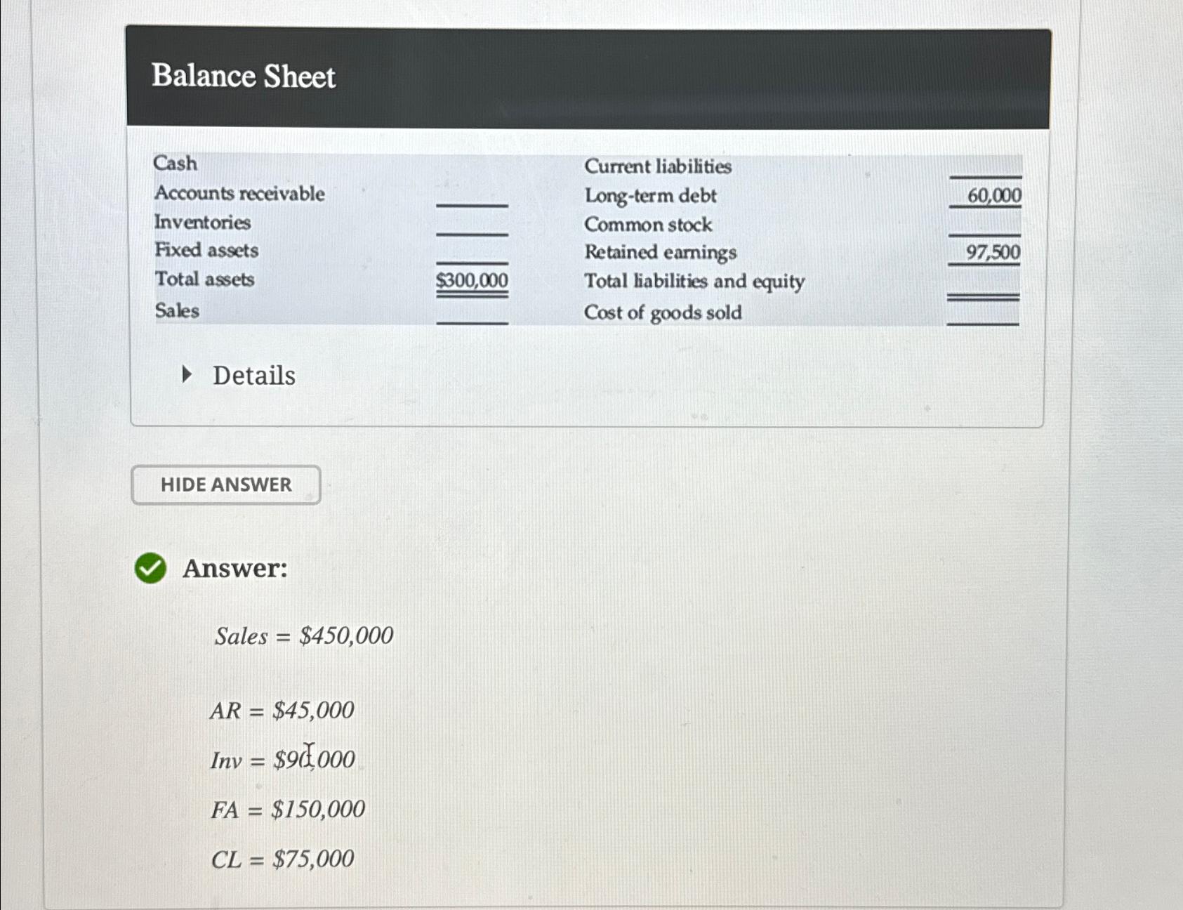 Solved BALANCE SHEET ANALYSIS Complete the balance sheet and | Chegg.com
