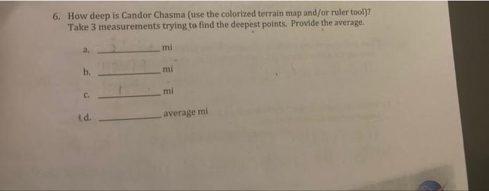 Solved 6. How deep is Candor Chasma (use the colorized | Chegg.com