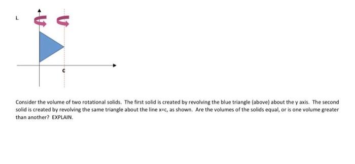 Solved i. A Consider the volume of two rotational solids. | Chegg.com