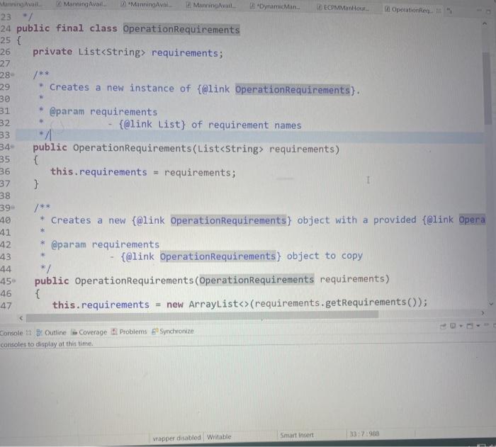 Solved public final class OperationRequirements private | Chegg.com