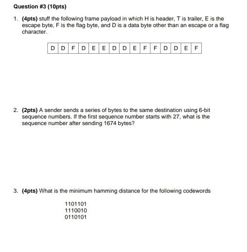 Solved Question #3 (10pts) 1. (4pts) stuff the following | Chegg.com
