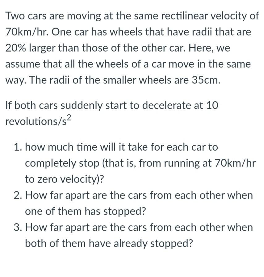 Solved Two cars are moving at the same rectilinear velocity | Chegg.com