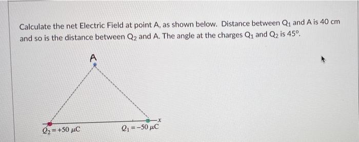 Solved Calculate the net Electric Field at point A, as shown | Chegg.com