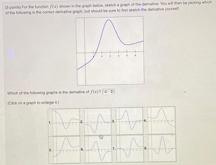 Solved (3 points) For the function f(x) shown in the graph | Chegg.com