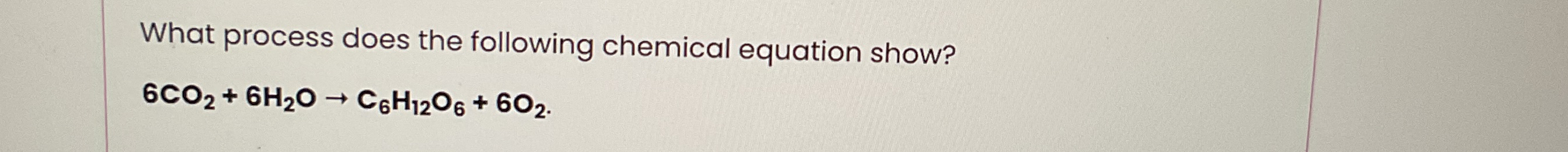 Solved What process does the following chemical equation | Chegg.com