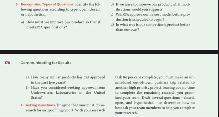 Solved 3. Recognizing Types of Questions. Identify the fol- | Chegg.com