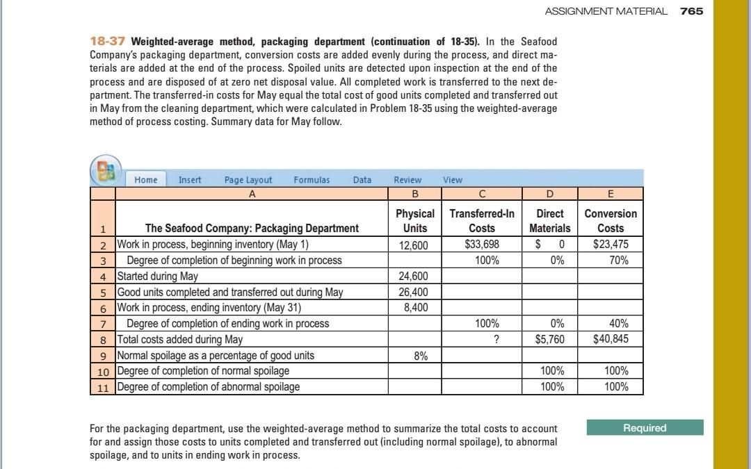 Solved ASSIGNMENT MATERIAL 765 18-37 Weighted average | Chegg.com