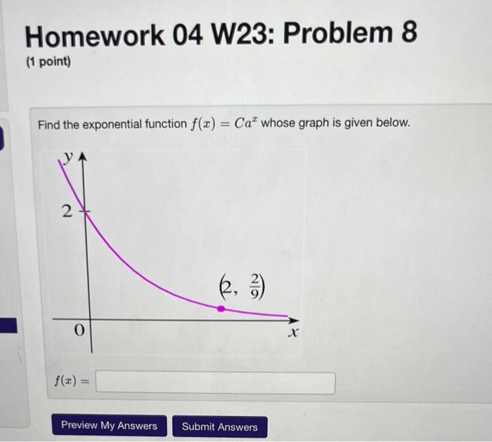 Solved Homework 04 W23: Problem 8 (1 point) Find the | Chegg.com