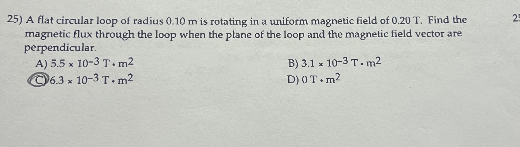 Solved A flat circular loop of radius 0.10m ﻿is rotating in | Chegg.com